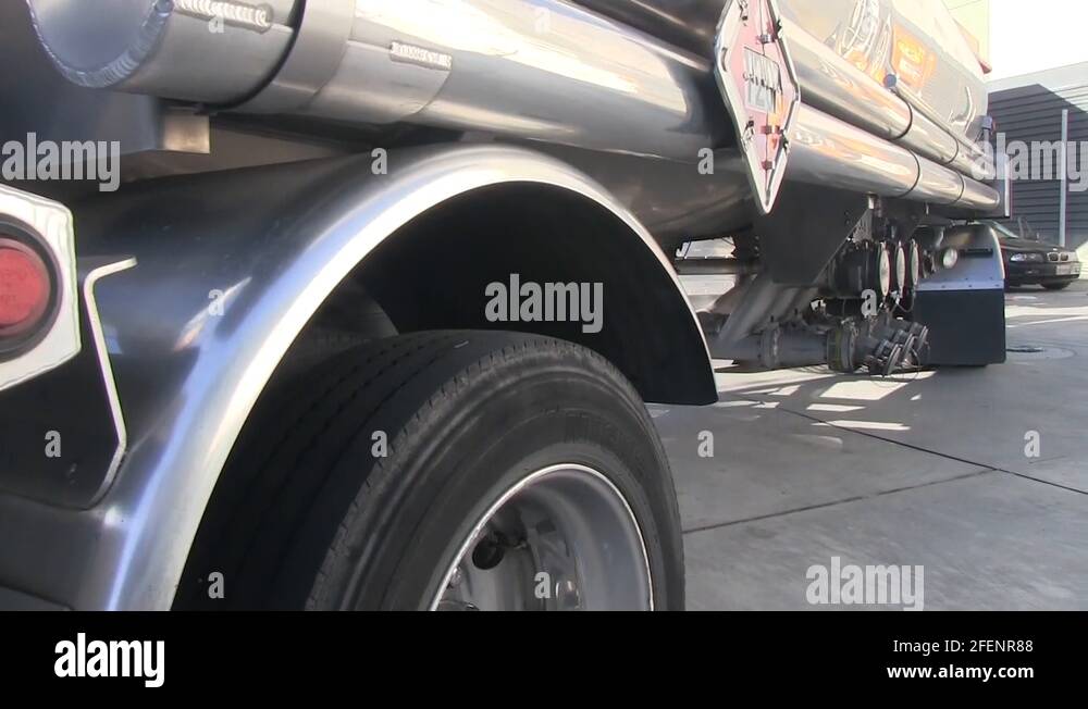Gas tanker ,big rig truck, station Stock Video Footage - Alamy