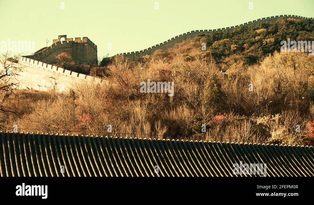Great Wall on mountain peak,China ancient architecture,fortress in fall ...