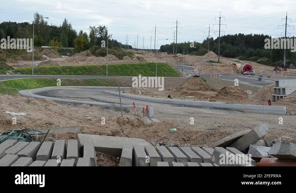 concrete road and pavement part road construction site cars Stock Video ...
