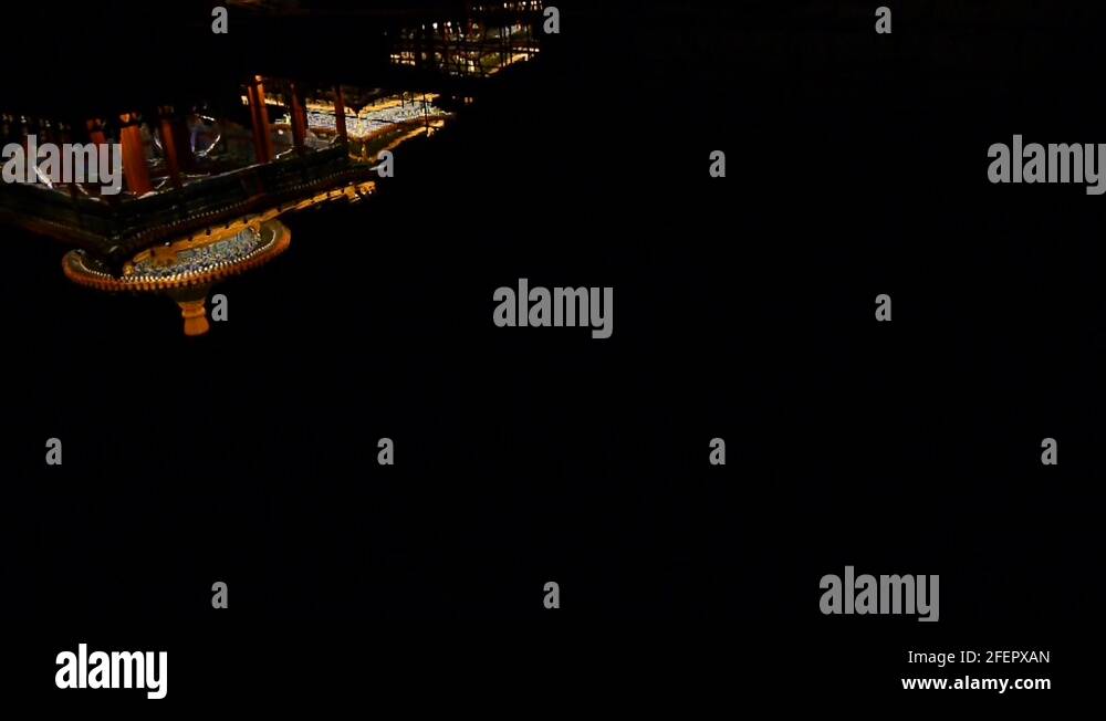 China Beijing ancient Chinese architecture pavilions reflection in pool ...