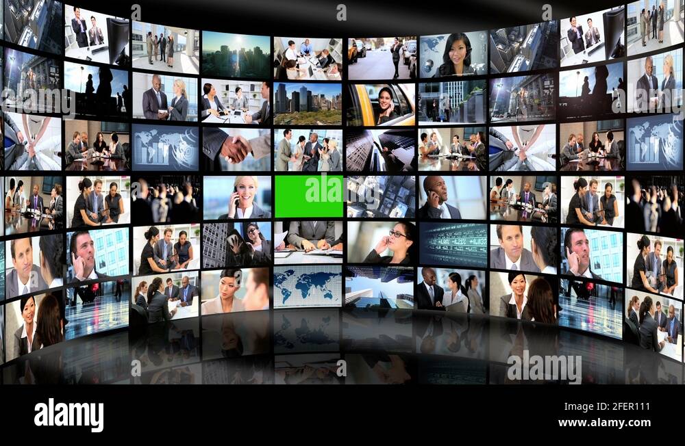 CG Video Wall Green Screen Business People Financial Market Stock Video ...