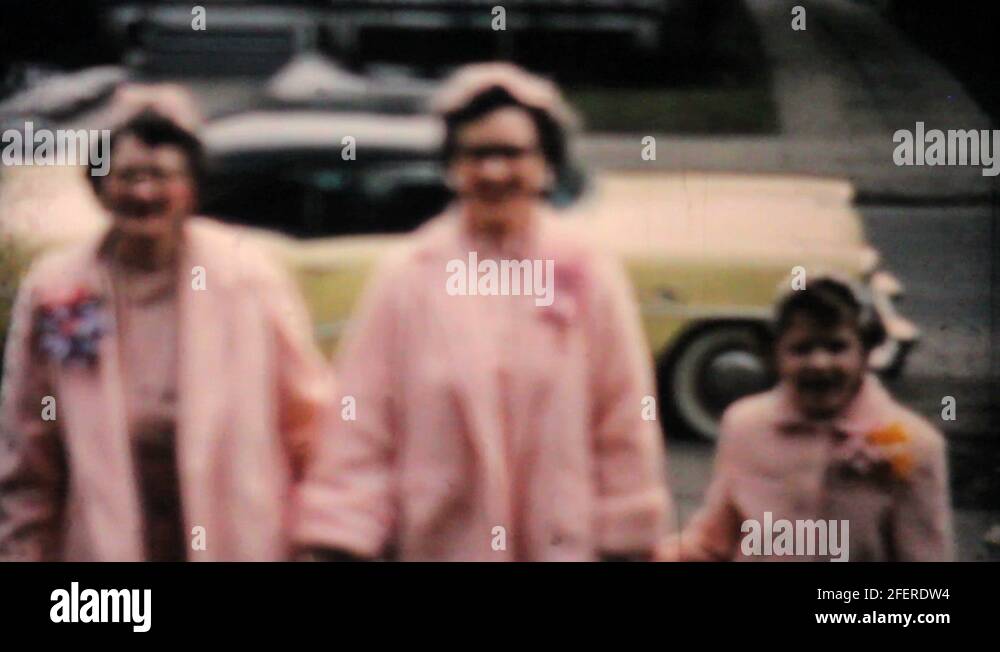 Ladies Arrive In New Easter Outfits-1957 Vintage 8mm film Stock Video ...