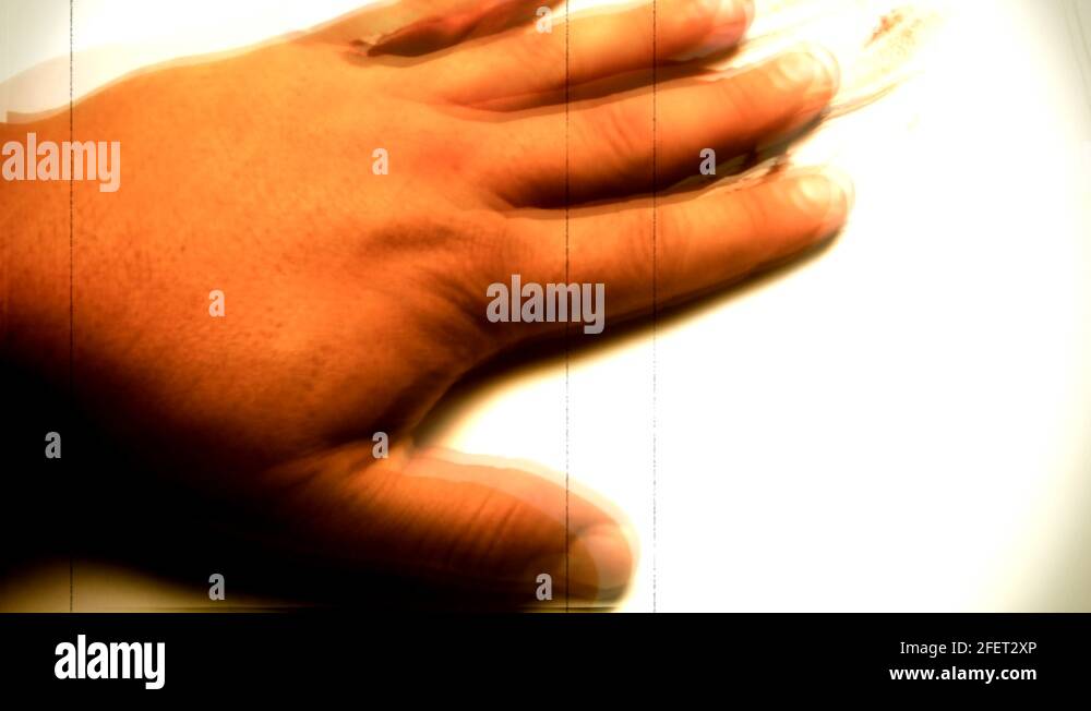 Bloody Hand Smears white surface with film effect and scratches Stock ...