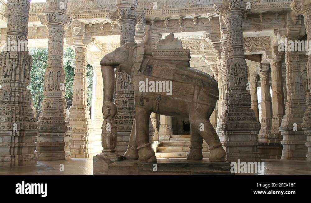 India Rajasthan Ranakpur Jain temple stone elephant among columns 25 ...