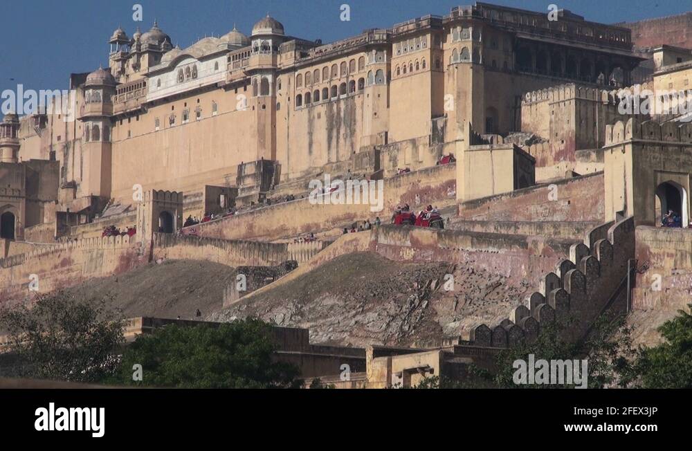 India Rajasthan Amber Fort elephants pass through thick gates 27 Stock ...