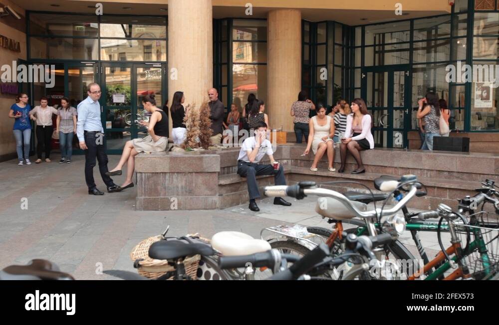 Students Take Break Outside Library Stock Video Footage - Alamy