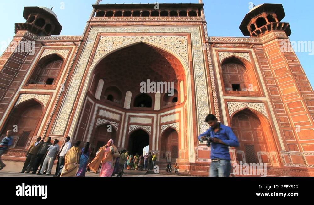 India Taj Mahal complex main gate Stock Video Footage - Alamy