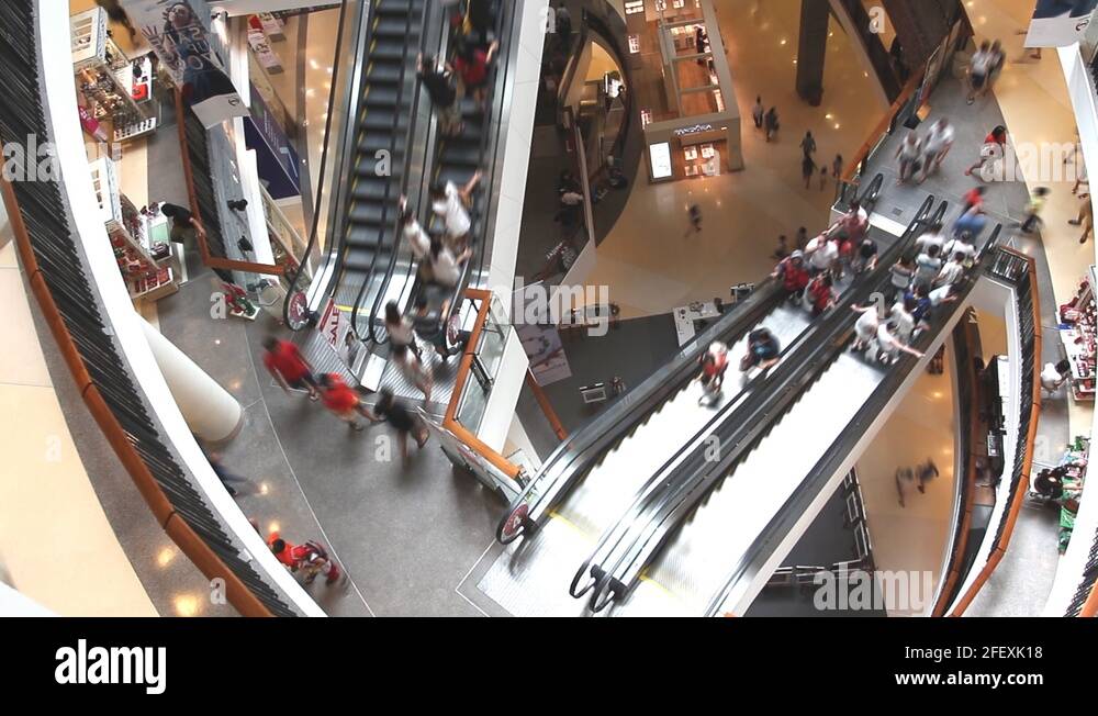 Escalators in shopping mall Stock Video Footage - Alamy