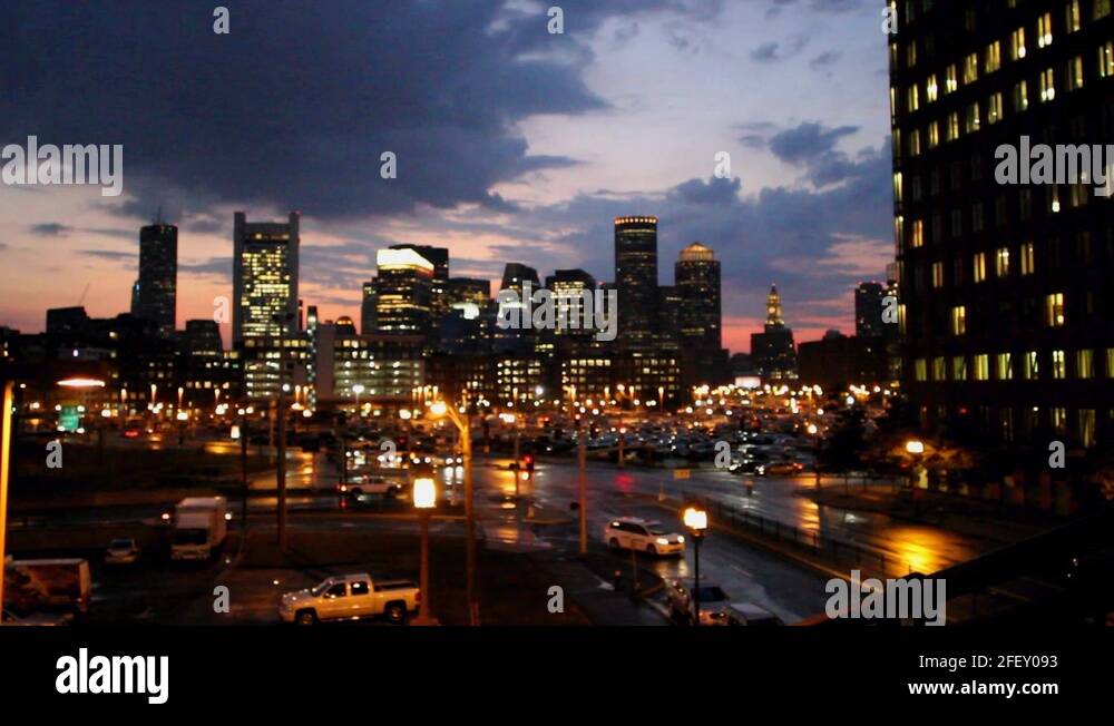Boston skyline at night clouds Stock Videos & Footage - HD and 4K Video ...