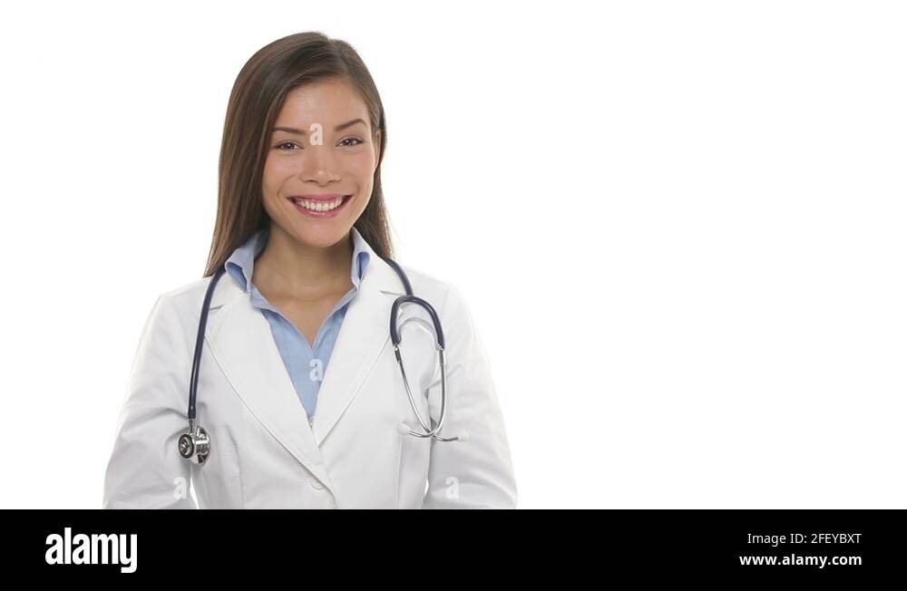 Medical doctor knocking on screen and waving hello Stock Video Footage ...