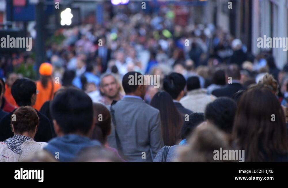 Crowd of people walking street sidewalk 1080P 60fps Stock Video Footage ...