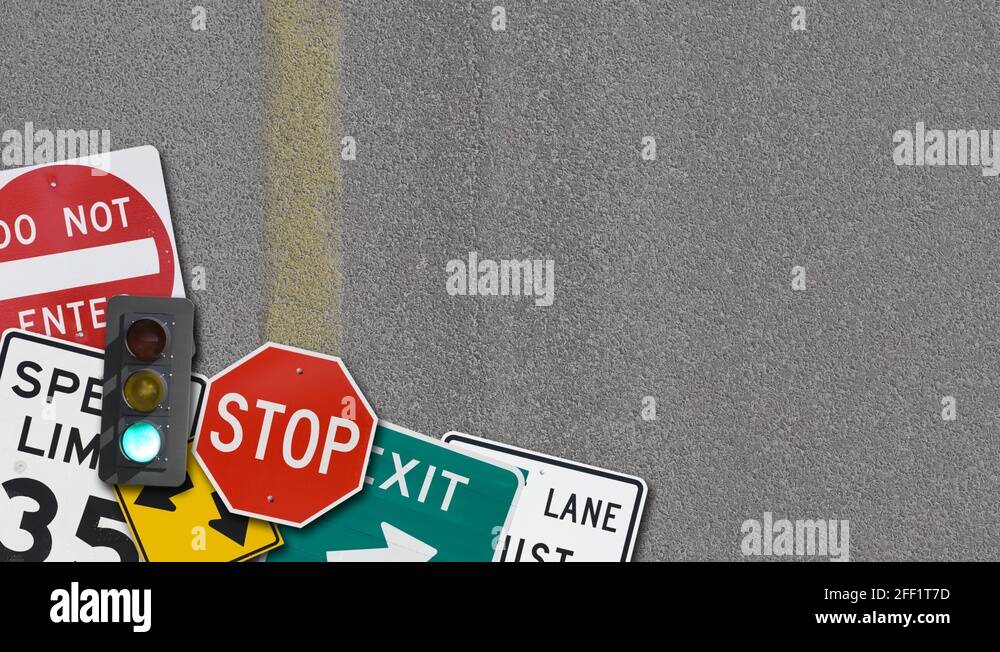 signs: changing road signs with light asphalt background Stock Video ...