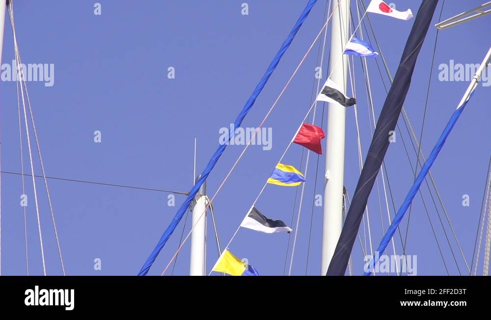 Multinational Flags on the sailing boat Stock Video Footage - Alamy