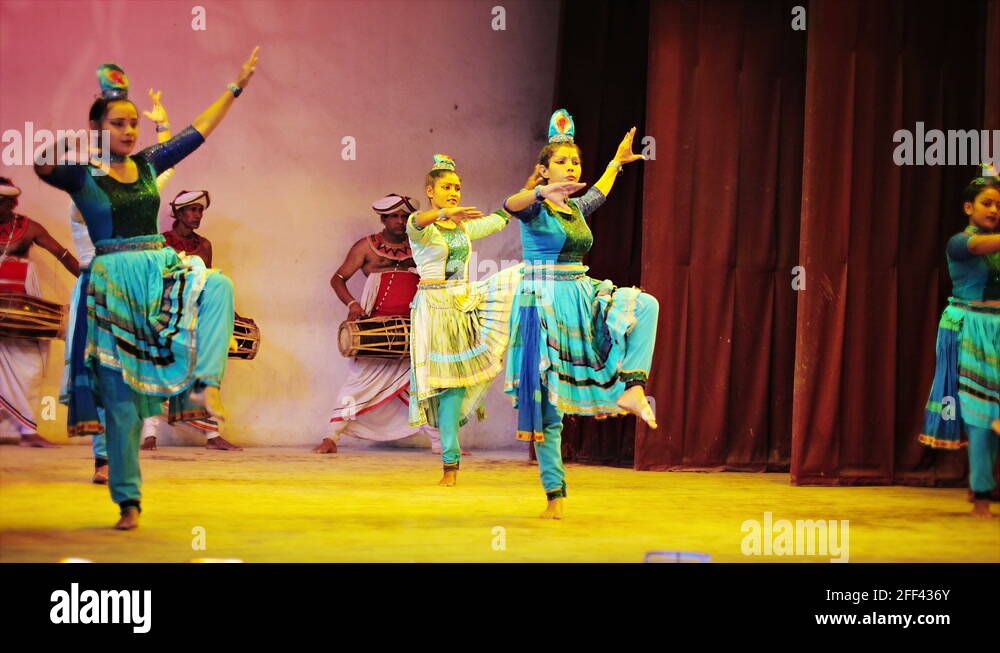 kandy, sri lanka - apr 17: female dancers perform traditional kandyan ...