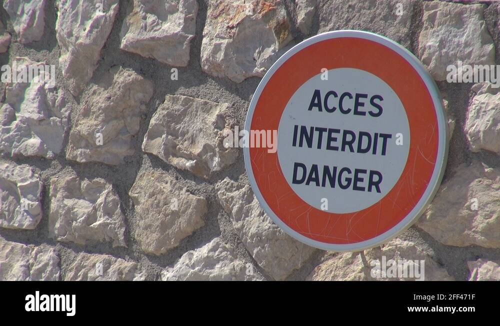 Traffic sign acces interdit wall rock information street control symbol ...