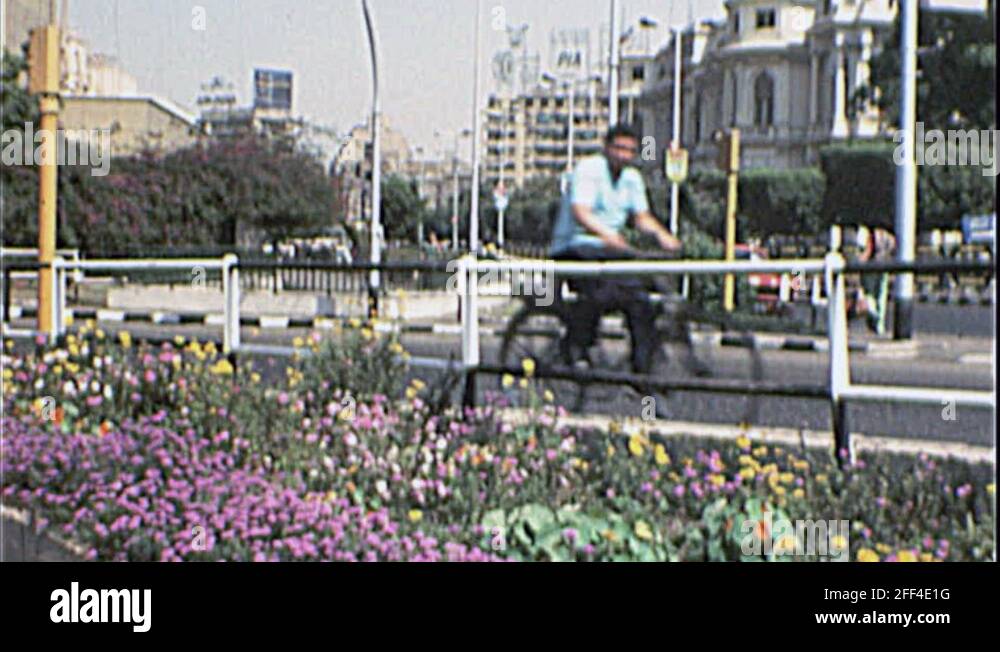 Man Rides Bike CAIRO EGYPT Street Scene 1970s Vintage 8mm Film Home Movie 7380 Stock Video ...