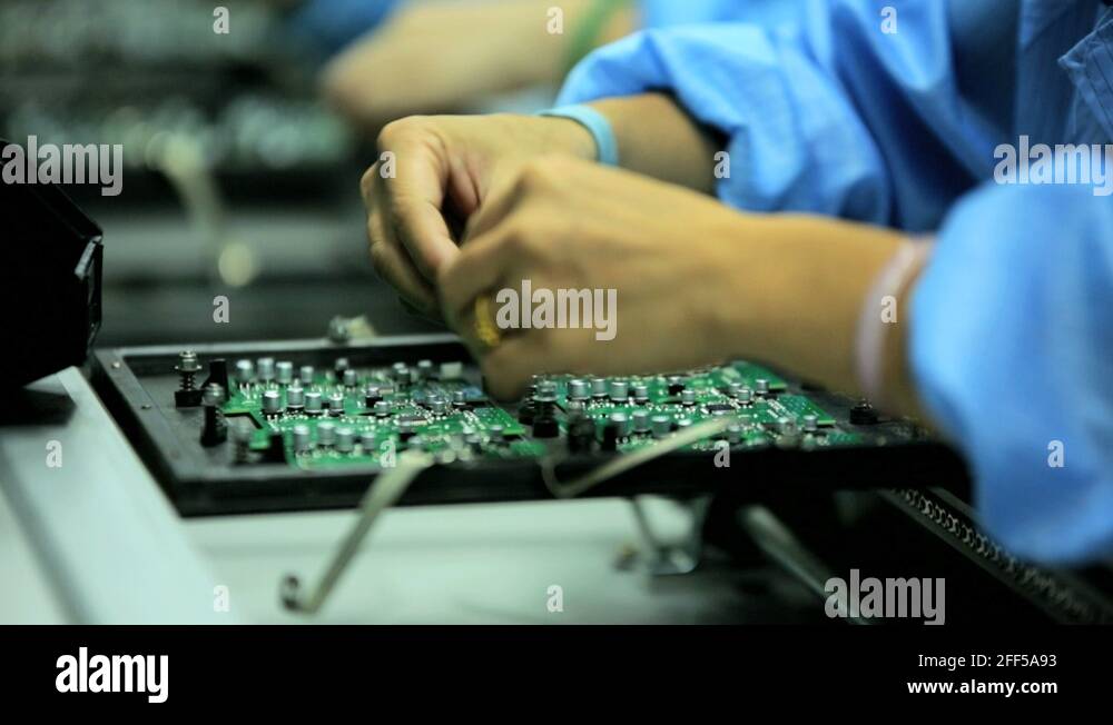 Factory assembly line production of PCBs, Mainland China Stock Video ...