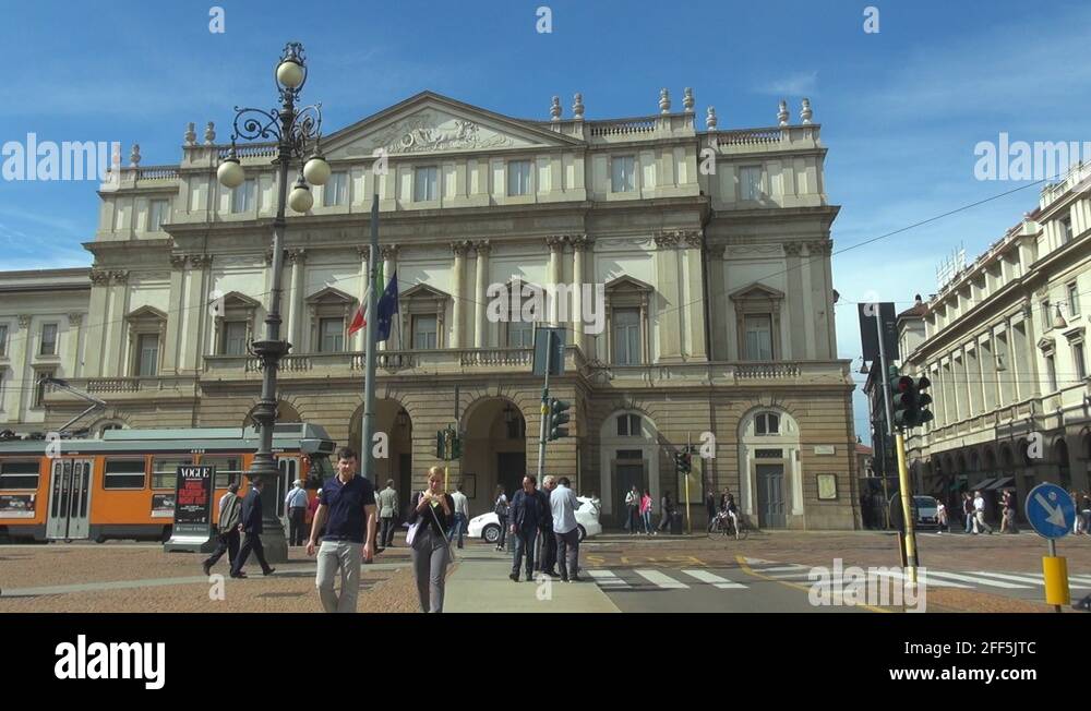 La Scala Theater opera house piazza della scala old tram facade street ...