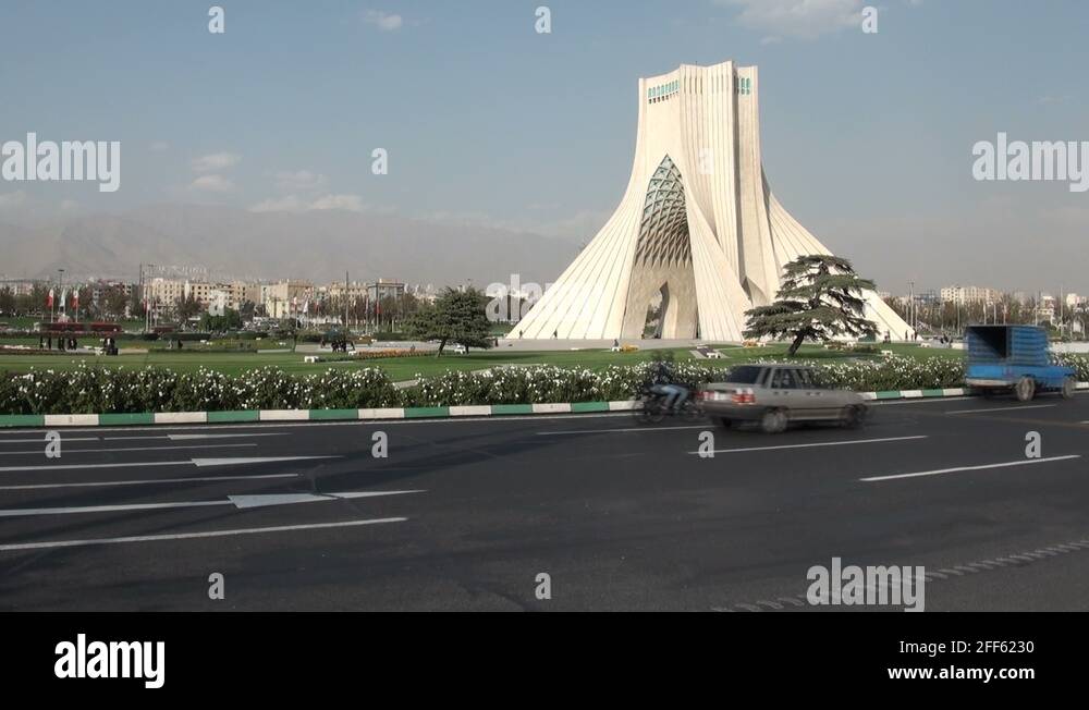 Azadi Tower monument and traffic, Western Tehran Stock Video Footage ...