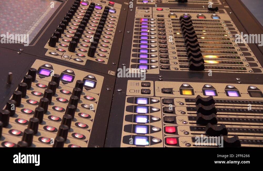 Sound console in use, digital audio mixer in recording studio Stock ...