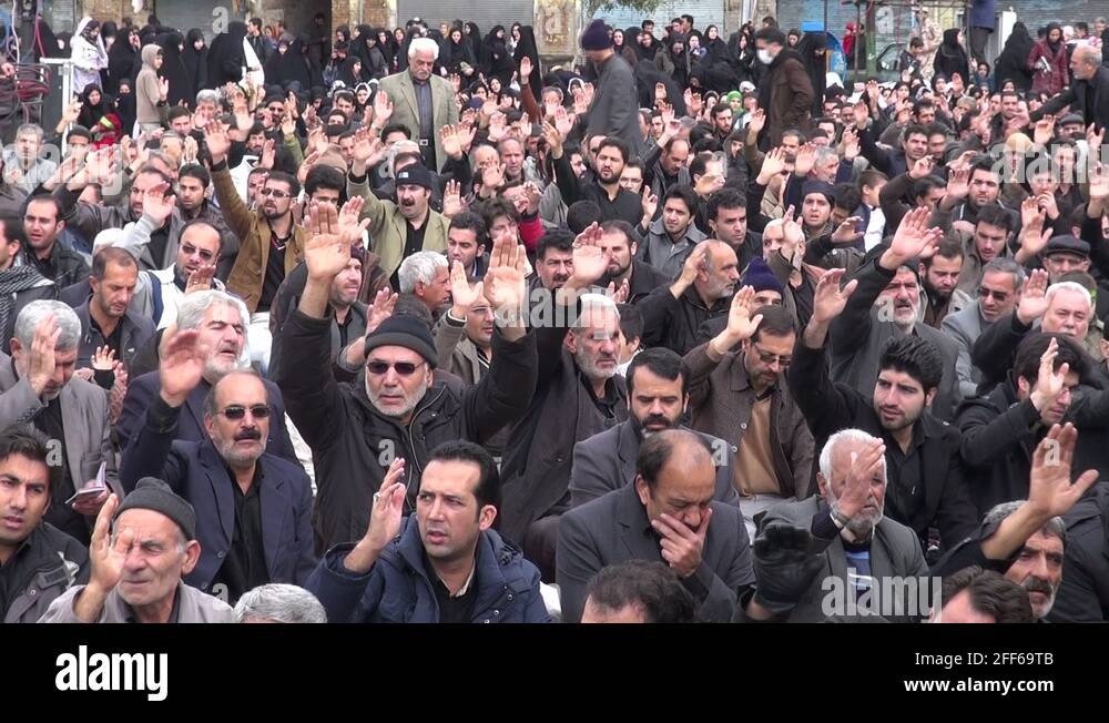 Iran, public prayer session, outside, crowd, Ashura, Middle East Stock ...
