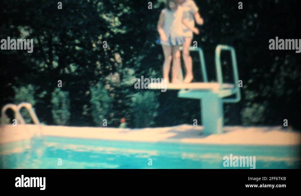 Girls On Diving Board At Swimming Pool-1967 Vintage 8mm film Stock ...