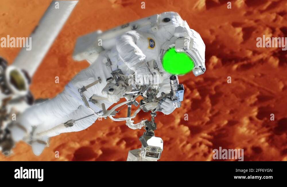 Astronaut Spacewalk by Mars, Green Screen Stock Video Footage - Alamy