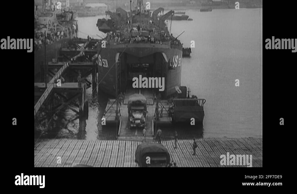 WW2 - US Army - Loading Ships 01 - Trucks And Soldiers Stock Video ...