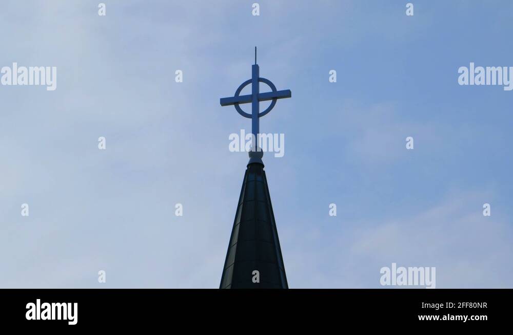 The spire of the church tower with a cross Stock Videos & Footage - HD ...