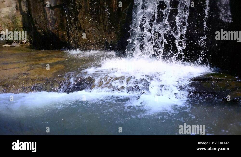 Waterfall water splashes 4K ultra HD video. Nature background concept ...