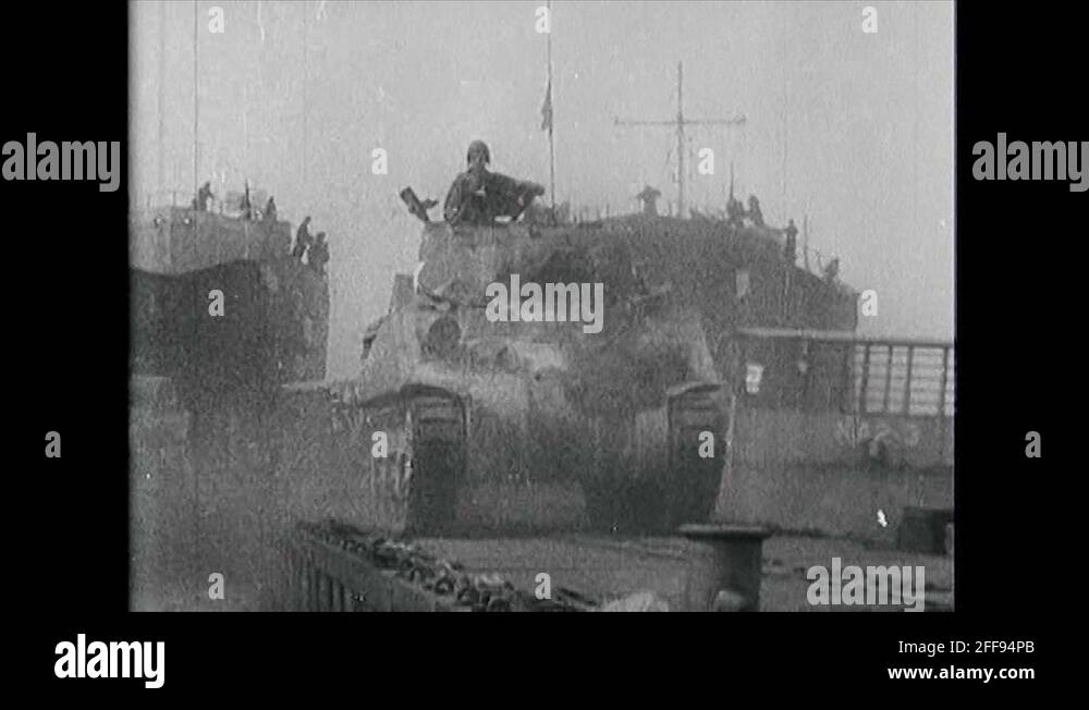 WW2 - US Navy - Transport 04 - Unloading Ships - Materials Stock Video ...