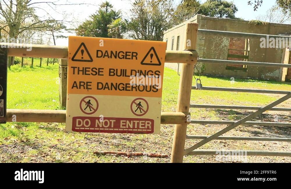 danger these buildings are dangerous do not enter sign Stock Video ...