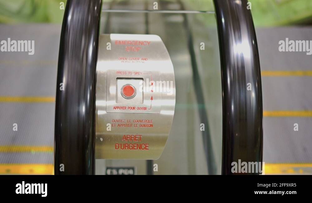 Emergency stop button on escalator Stock Video Footage - Alamy