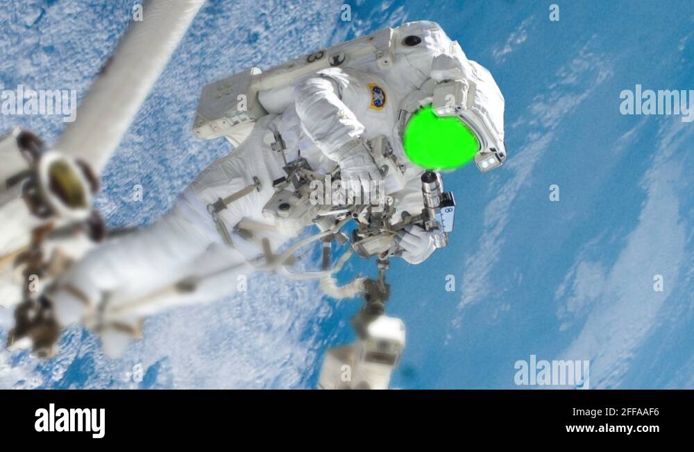 Astronaut Space Walk Over Earth Green Screen, HD Stock Video Footage ...