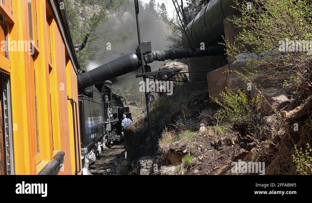 Historic coal steam engine railroad load water HD Stock Video Footage ...