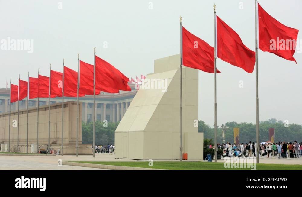Chinese National Flag Tiananmen Square Beijing China Asia Stock Video ...