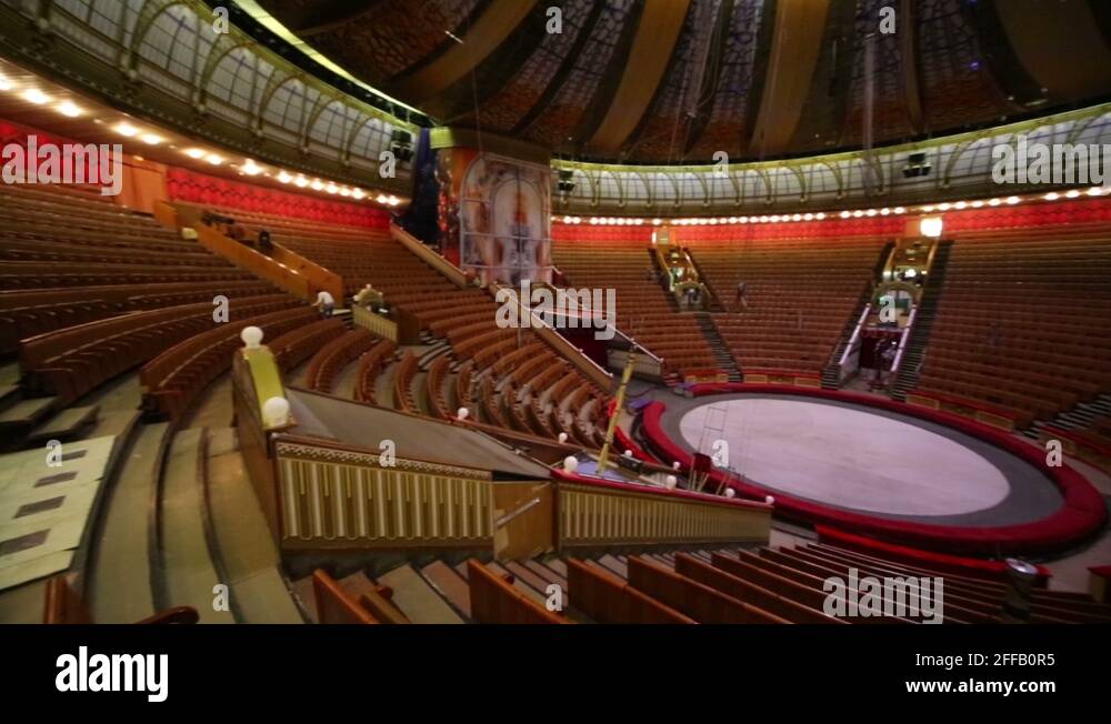 Overview of the Great Moscow State Circus empty hall Stock Video ...