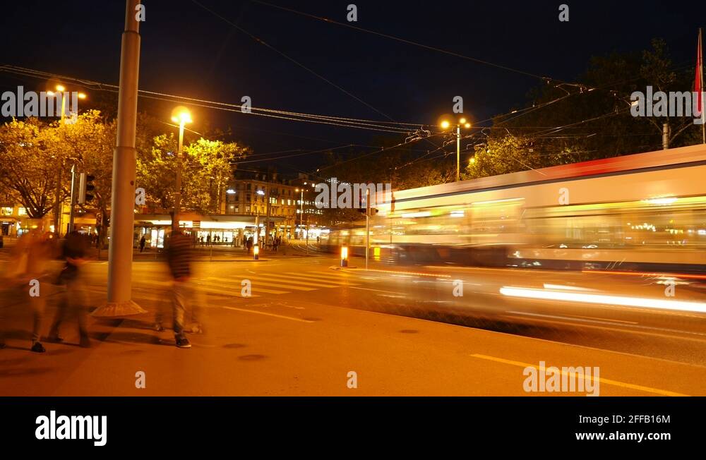 night city traffic time lapse. cars street lights. 4K background Stock ...