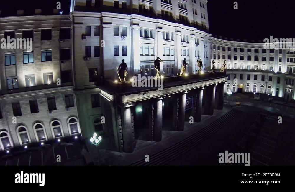 Entrance group with colonnade and sculptures in MSTU Stock Video ...