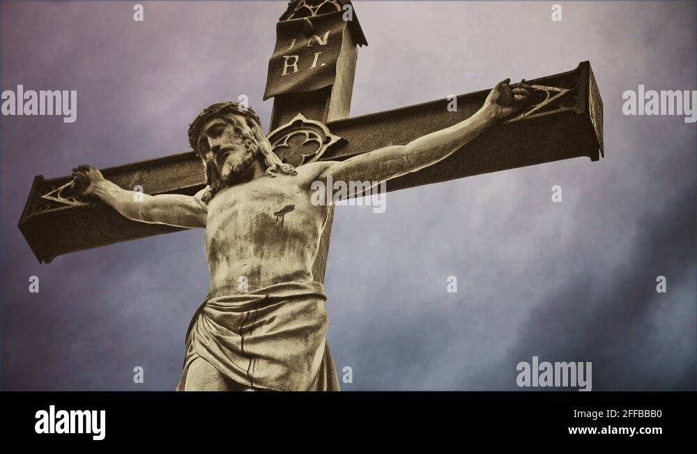 Crucifixion. Christian cross with crucified Jesus Christ statue Stock Video Footage - Alamy