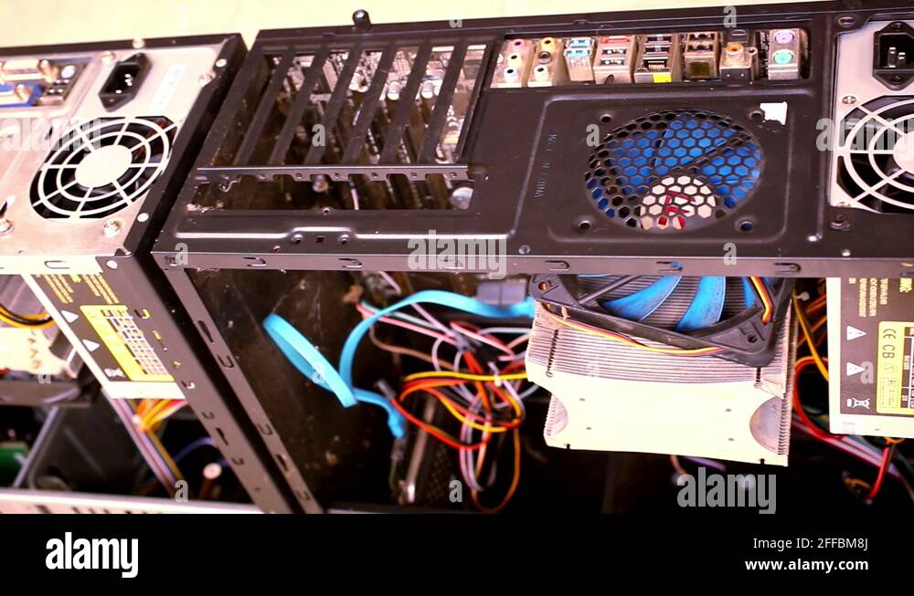 CPU Unit Server Room Data Center. Open the computer case. Video shift ...