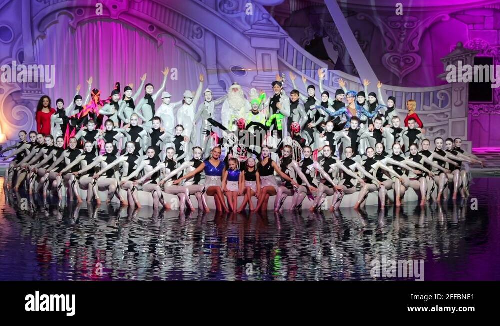 Group of actors on stage in Swimming Pool of Sports complex Stock Video ...