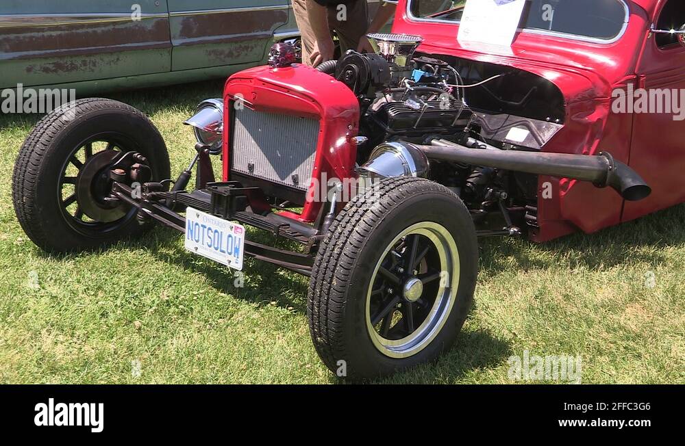 Vintage classic and performance cars on display at car show Stock Video ...