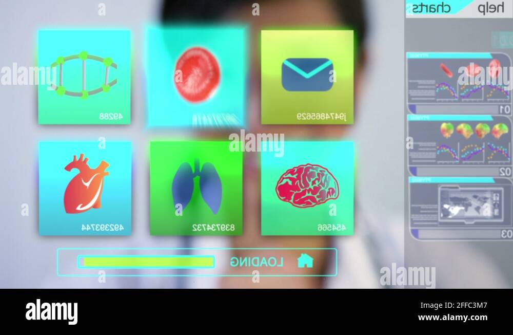 Medical Science Research Virtual Graphics HUD Asian Female Blood ...