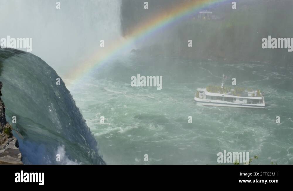 Tour boat with rainbow at niagara falls Stock Videos & Footage - HD and ...