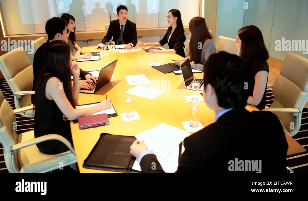 Male Female Asian Chinese Business Teamwork Boardroom Meeting Stock ...