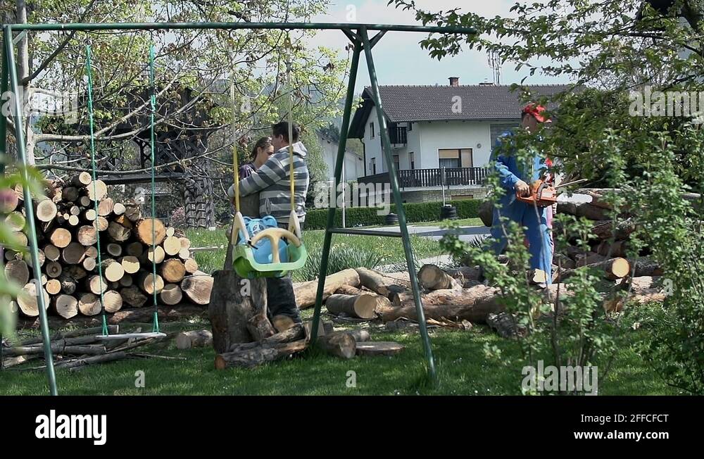 Man carry heavy log in slow motion Stock Video Footage - Alamy