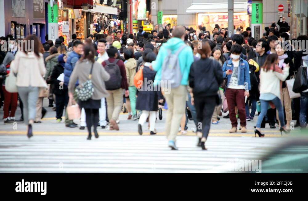 Vehicle traffic people Shibuya pedestrian street crossing Tokyo ...