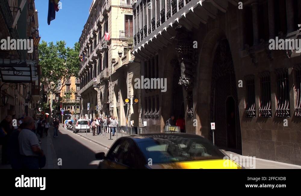 Types of Palau Güell. Front iron gates. Architect Antoni Gaudi Stock ...