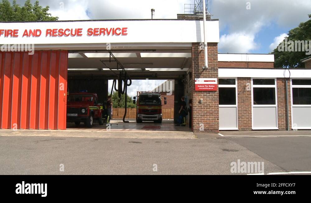 Fire Engine Driving into Fire Station Stock Video Footage - Alamy